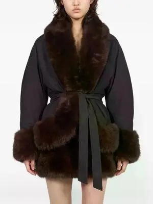 Andamane Brina Faux-fur Trim Belted Coat
