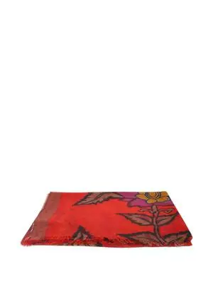 PHILIPPA 1970 Floral-print Fringed Scarf - Red