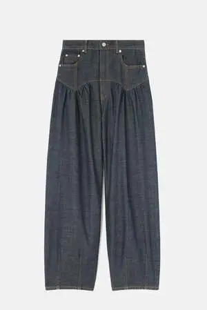 GANNI Jeans Corset In Denim Slub - Blu