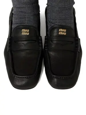 Miu Miu Nappa Loafers With Ruffles - Black