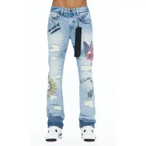 CULT OF INDIVIDUALITY Lenny Graphic Distressed Bootcut Jeans - Cure