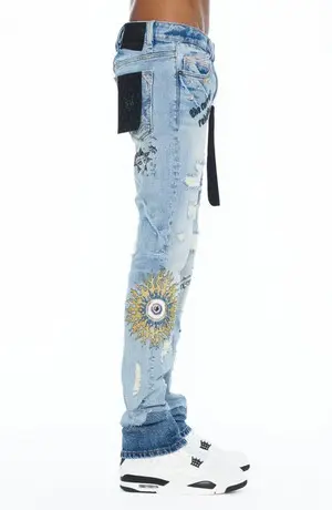 CULT OF INDIVIDUALITY Lenny Graphic Distressed Bootcut Jeans