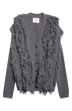 LISA YANG Soreia Fringe Cashmere Cardigan - Graphite