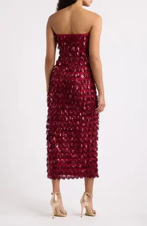Saylor Brynhild Sequin Strapless Midi Dress
