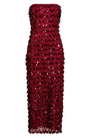 Saylor Brynhild Sequin Strapless Midi Dress