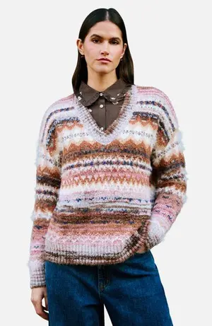 YUMI Fairisle Ralexed Boucle Jumper - Multi