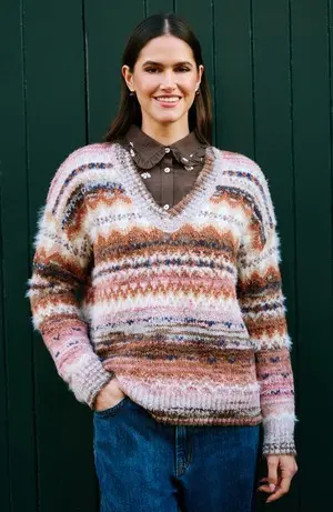 YUMI Fairisle Ralexed Boucle Jumper