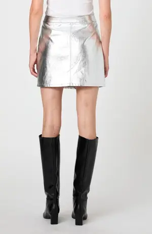 French Connection Mimi Metallic Faux Leather Miniskirt - Silver