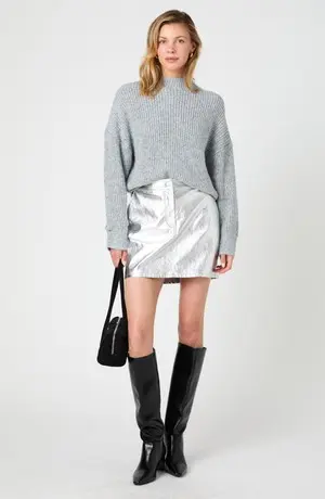 French Connection Mimi Metallic Faux Leather Miniskirt