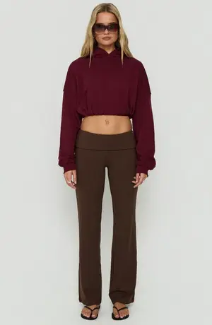 Princess Polly Mayse Bubble Hem Cropped Hoodie - Cherry