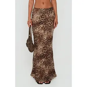 Princess Polly Eliena Low Rise Maxi Skirt - Leopard