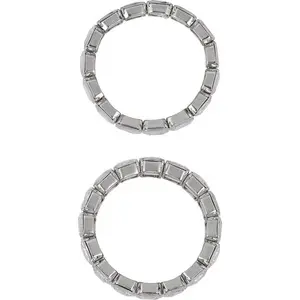Badgley Mischka Set Of 2 Stone Stretch Bracelets - Silver