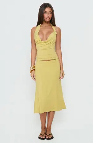 Princess Polly Esperia Button Midi Skirt - Green