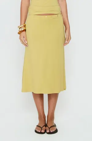 Princess Polly Esperia Button Midi Skirt - Green