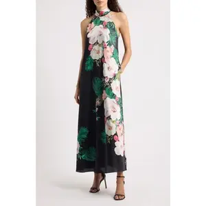 Kobi Halperin Misha Halter Maxi Dress - Black Multi