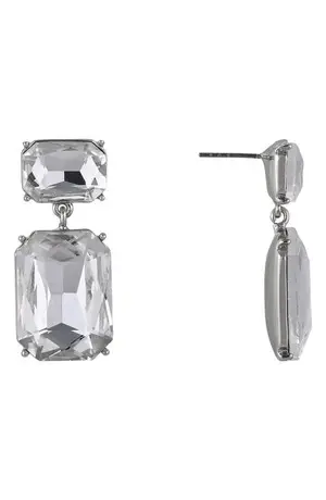 Badgley Mischka Square Stone Drop Earrings - Silver