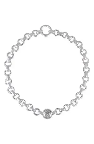 Badgley Mischka Round Link Chain Station Necklace - Silver