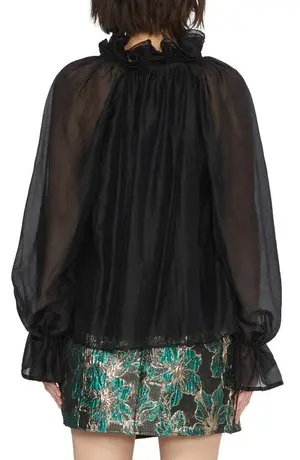 CIEBON Ziva Ruffle Tie Neck Shirt