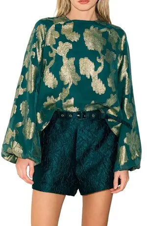 CIEBON Giulia Jacquard Top - Green Multi