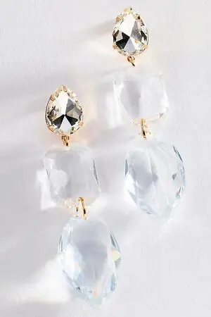Anthropologie Floatg Crystal Drop Earrgs Clear