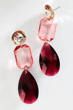 Anthropologie Floatg Crystal Drop Earrgs - Pink Pattern