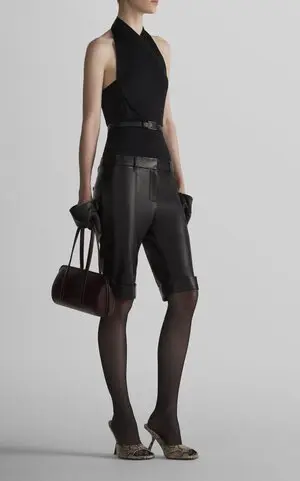MUGLER Tailored Leather Knee-length Shorts