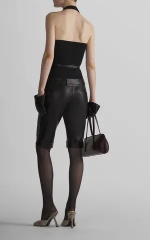 MUGLER Tailored Leather Knee-length Shorts