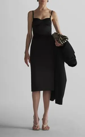 MUGLER Sleeveless Midi Dress - Black