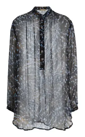 Chan Luu Printed Chiffon Blouse - Light Blue