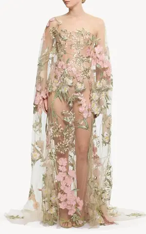 Elie Saab Embellished Chiffon Maxi Dress
