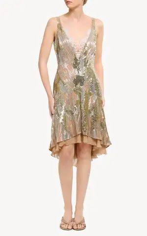 Elie Saab Bead Embroidered Tulle Midi Dress