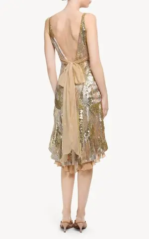 Elie Saab Bead Embroidered Tulle Midi Dress
