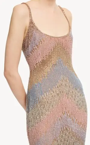 Elie Saab Multicolored Bead Embroidered Maxi Dress