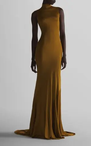 MUGLER High-neck Gown - Bronze