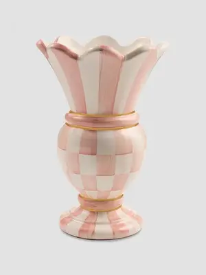 MACKENZIE-CHILDS Rosy Check Ceramic Vase - One-color
