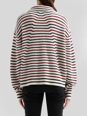 Rag & Bone Georgie Striped Wool Half-zip Sweater