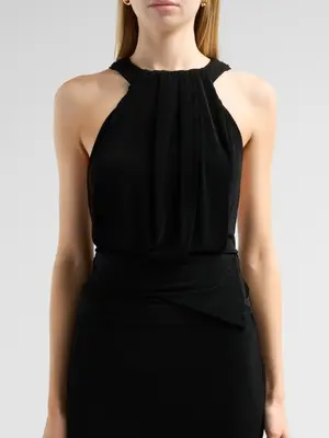 Black Halo Lucine Shirred Draped Gown