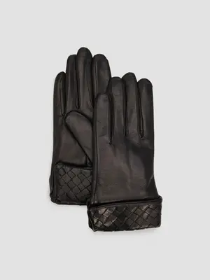 CAROLYN ROWAN ACCESSORIES Quilted-cuff Leather Gloves - Black