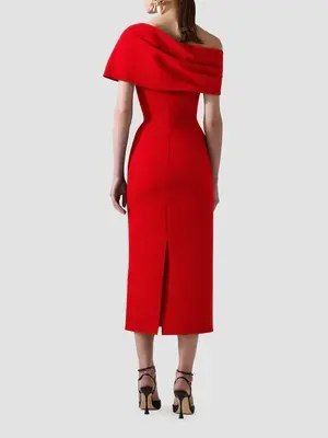 Carolina Herrera Sofia Draped Asymmetric Midi Dress
