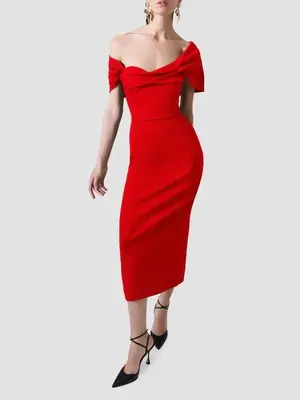 Carolina Herrera Sofia Draped Asymmetric Midi Dress