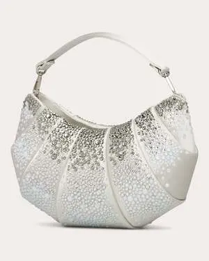 Rodo Croissant Satin Crystal Handbag