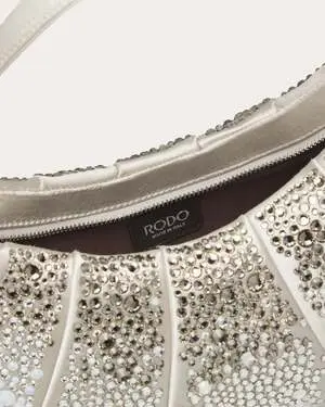 Rodo Croissant Satin Crystal Handbag