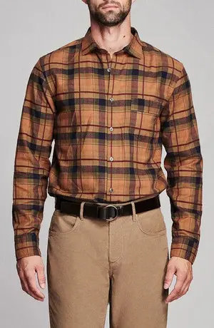Billy Reid Textured Pickwick Plaid Button Up Shirt - Multi