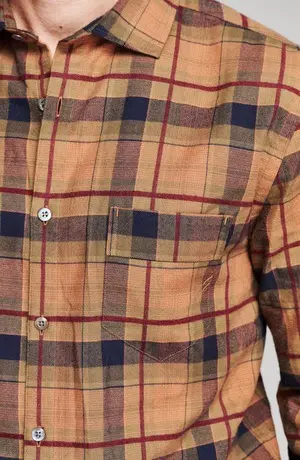 Billy Reid Textured Pickwick Plaid Button Up Shirt