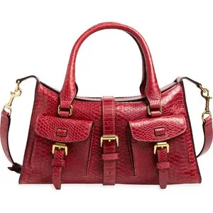 Mulberry Small Roxanne Croc Embossed Leather Satchel - Apple Red