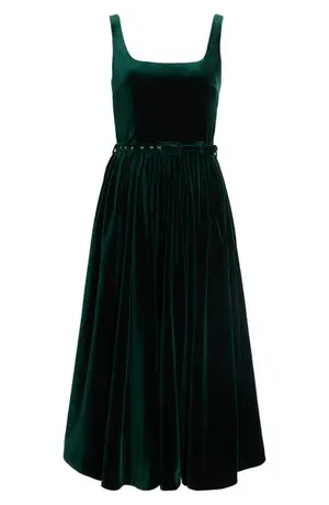 EMILIA WICKSTEAD Eagle Belted Velvet Dress
