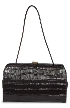 LOEFFLER RANDALL Zella Croc Embossed Leather Shoulder Bag