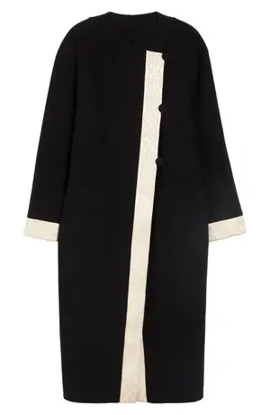 Posse Florian Embroidered Trim Wool & Cashmere Blend Coat