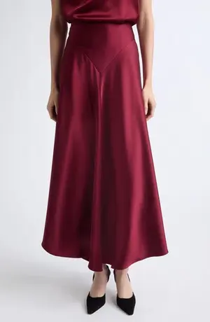 Altuzarra Ames Satin Maxi Skirt - Grenache