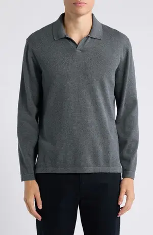 ALEX CRANE Lolo Organic Cotton Long Sleeve Sweater Polo - Charcoals